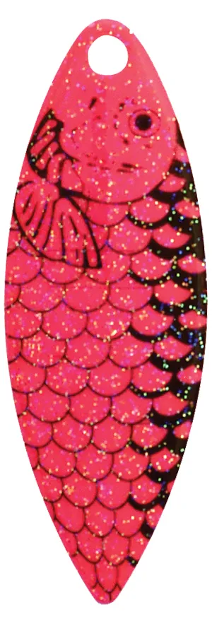 Willowleaf Spinner Blade-Sz 3 1/2 -PINK FISH SCALE CRYSTAL
